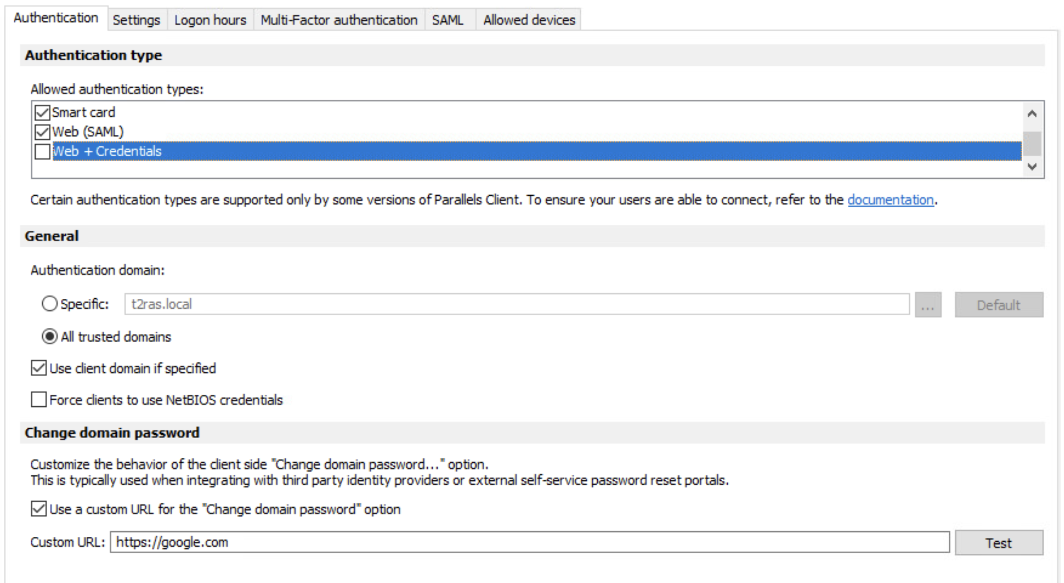 KB Parallels: SAML Authentication without ES or CA